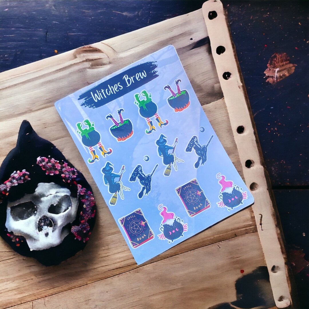 Witch Themed Sticker Sheets// Halloween Sticker Sheets// Spooky Sticker ...