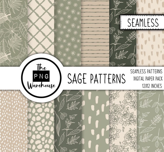 SAGE BOHO PATTERNS Digital Paper Pack 12 Jpegs Instant - Etsy