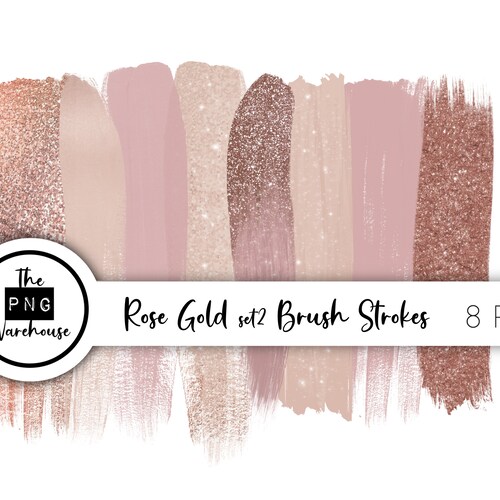 Rose Gold Foil and Glitter Brush Strokes Clip Art 40 Hand - Etsy