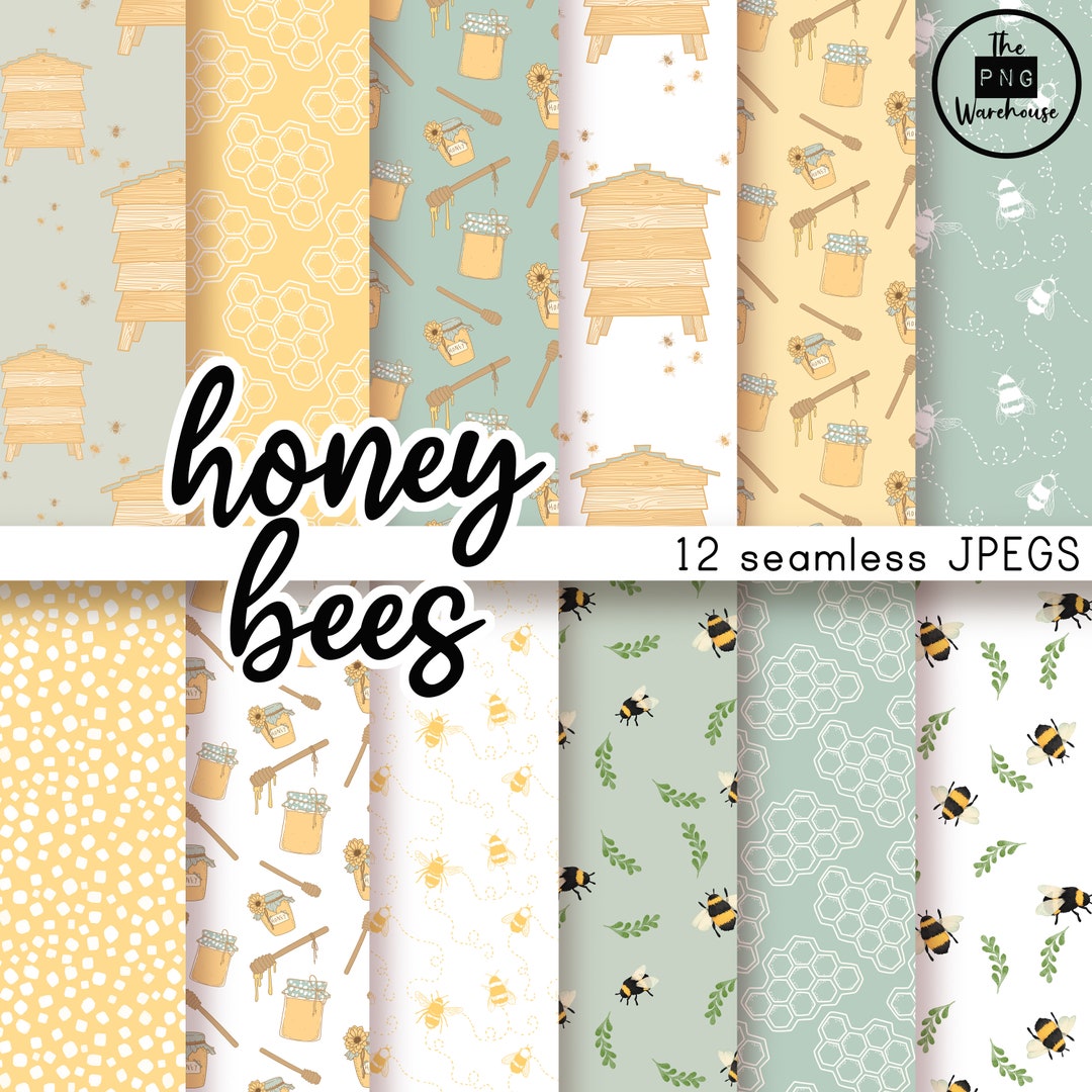 HONEY BEES - Digital Paper Pack - 12 Jpegs - Instant Download - 300dpi ...