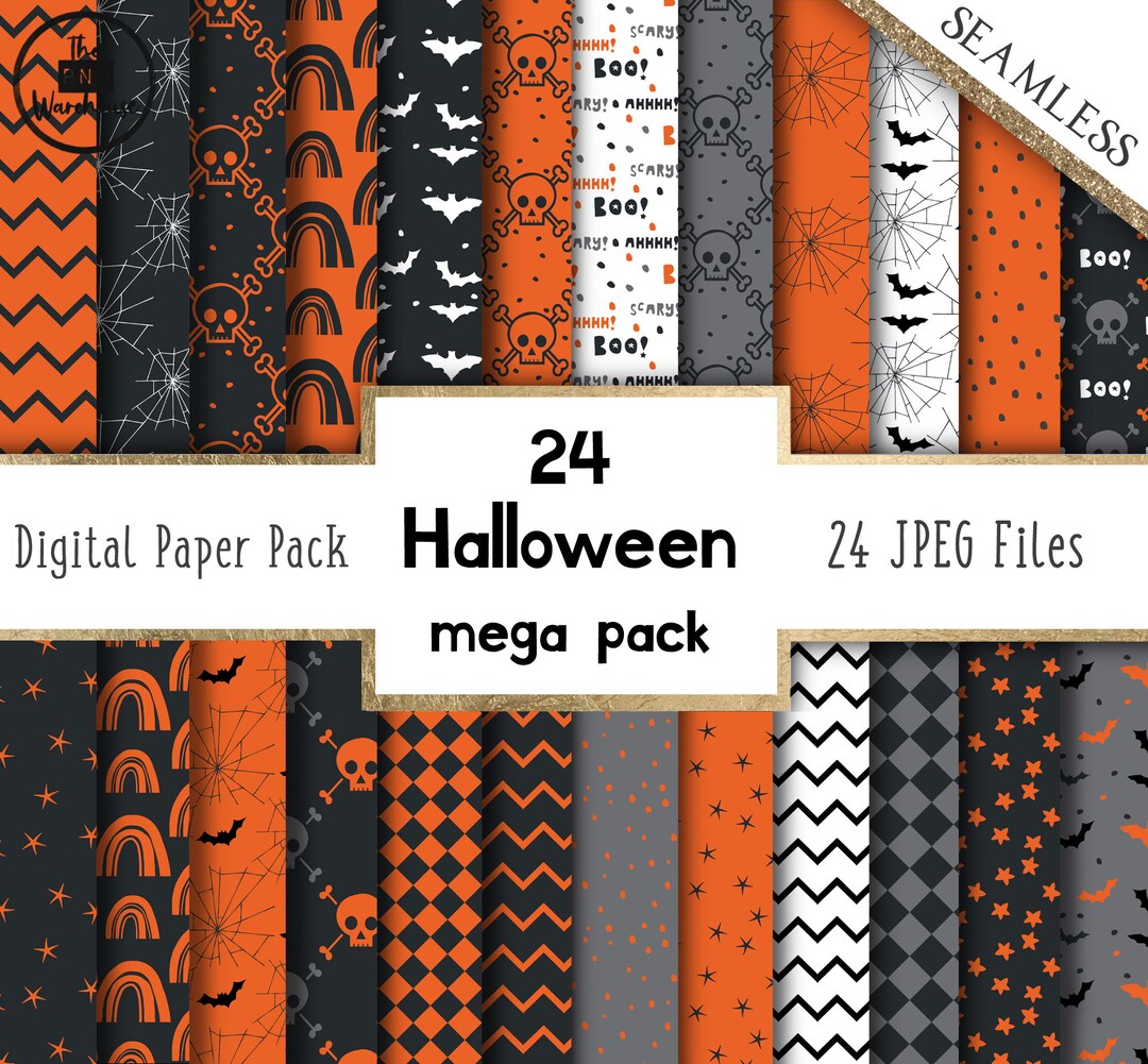 HALLOWEEN SEAMLESS MEGAPACK - Digital Paper Pack - 24 Jpegs - Instant ...