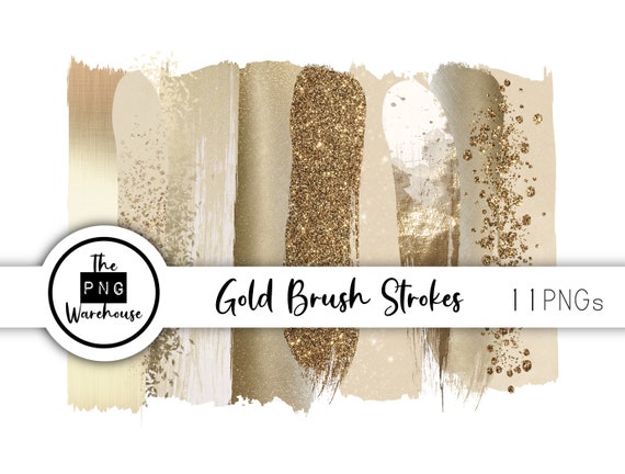 11 GOLD Brush Strokes 11 Png Clip Art Designs Instant | Etsy