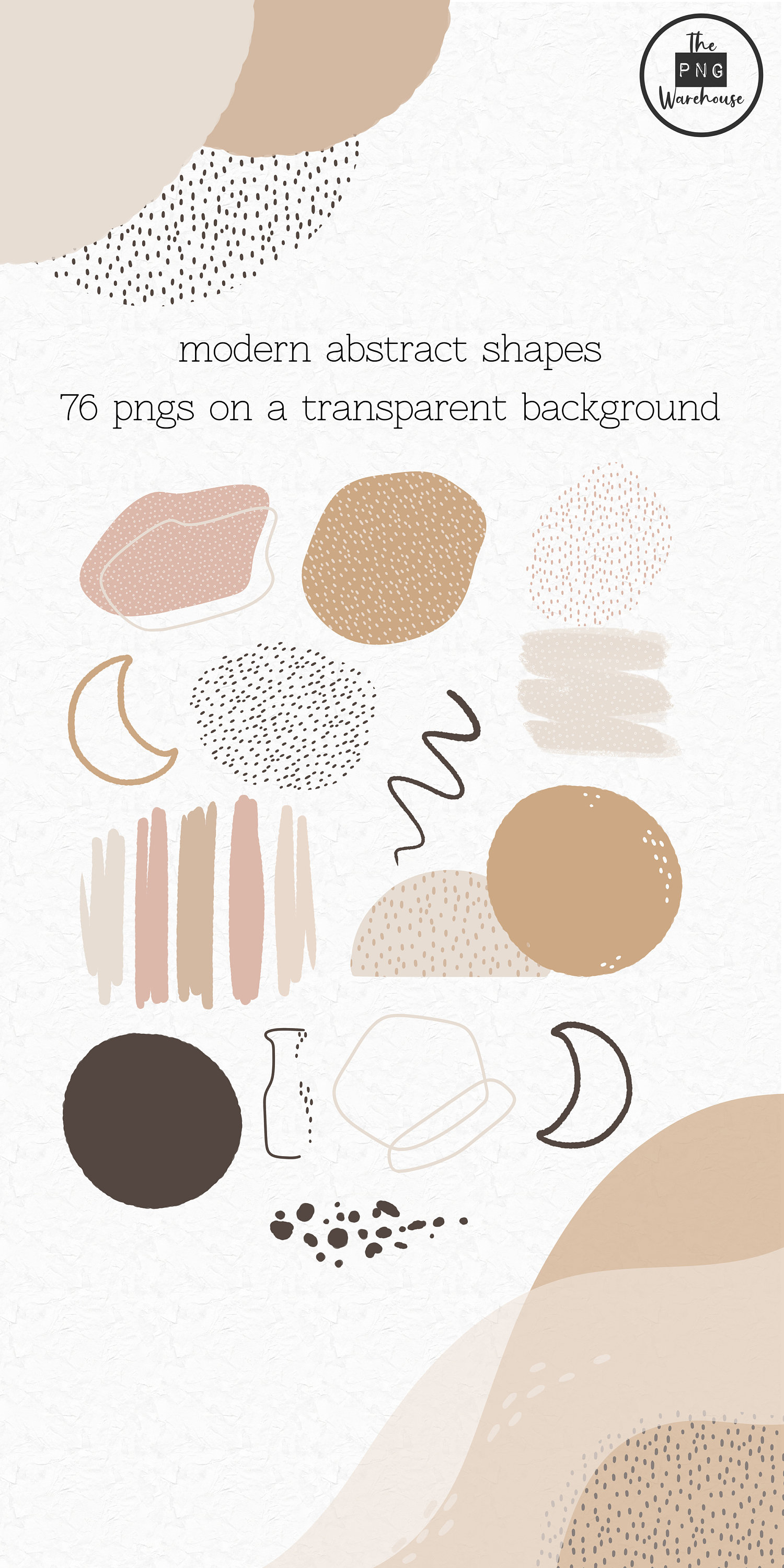 MODERN ABSTRACT SHAPES - 76 Png Clip Art Designs - Instant Download 300 ...