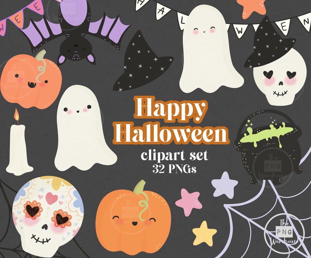 HAPPY HALLOWEEN Clip Art - 32 Pngs - Instant Download - 300dpi - Clip ...