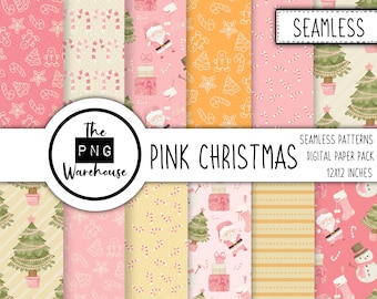 PASTEL CHRISTMAS Digital Paper Pack 12 Jpegs Instant | Etsy