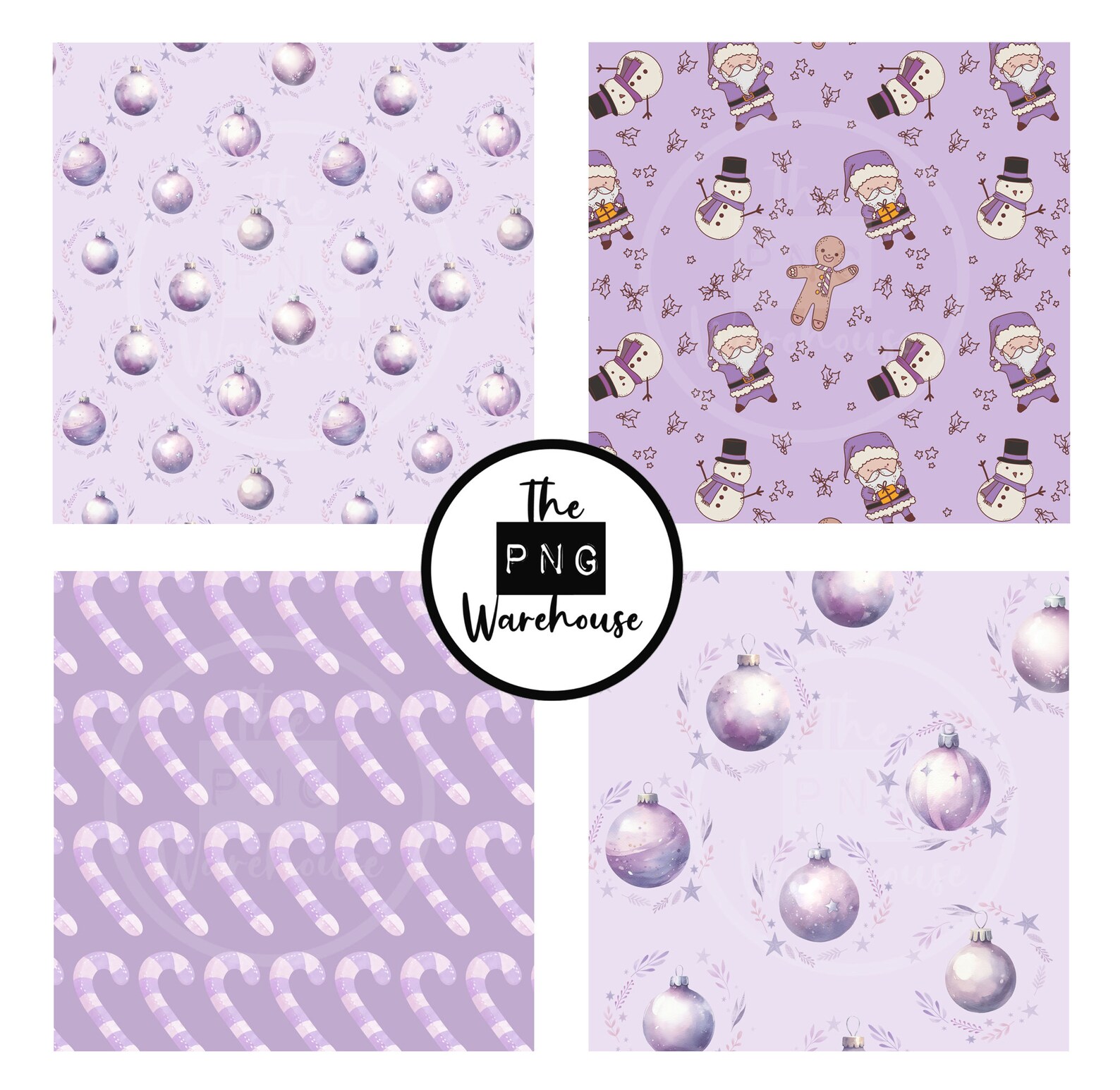 LILAC CHRISTMAS - Seamless Digital Paper Pack - 12 Jpegs - Instant ...