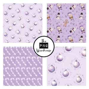 LILAC CHRISTMAS - Seamless Digital Paper Pack - 12 Jpegs - Instant ...