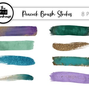 8 PEACOCK BRUSHSTROKES 8 Png Clip Art Designs Instant Download 300 Dpi ...