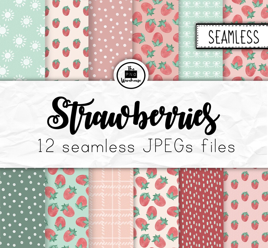 Watercolour STRAWBERRY Digital Paper Pack 12 Jpegs Instant Download ...