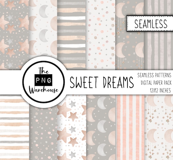 WATERCOLOUR SWEET DREAMS Seamless Digital Paper Pack 12 - Etsy Hong Kong