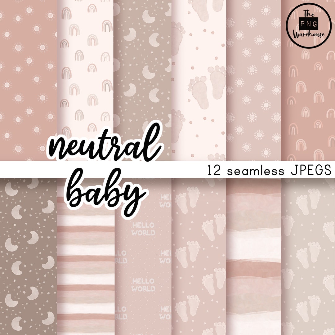 NEUTRAL BABY SHOWER - Digital Paper Pack - 12 Jpegs - Instant Download ...
