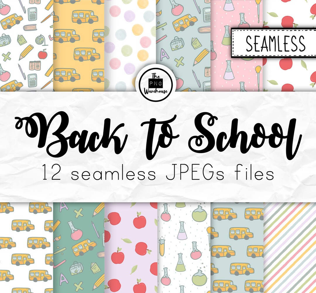 BACK TO SCHOOL - Digital Paper Pack - 12 Jpegs - Instant Download ...