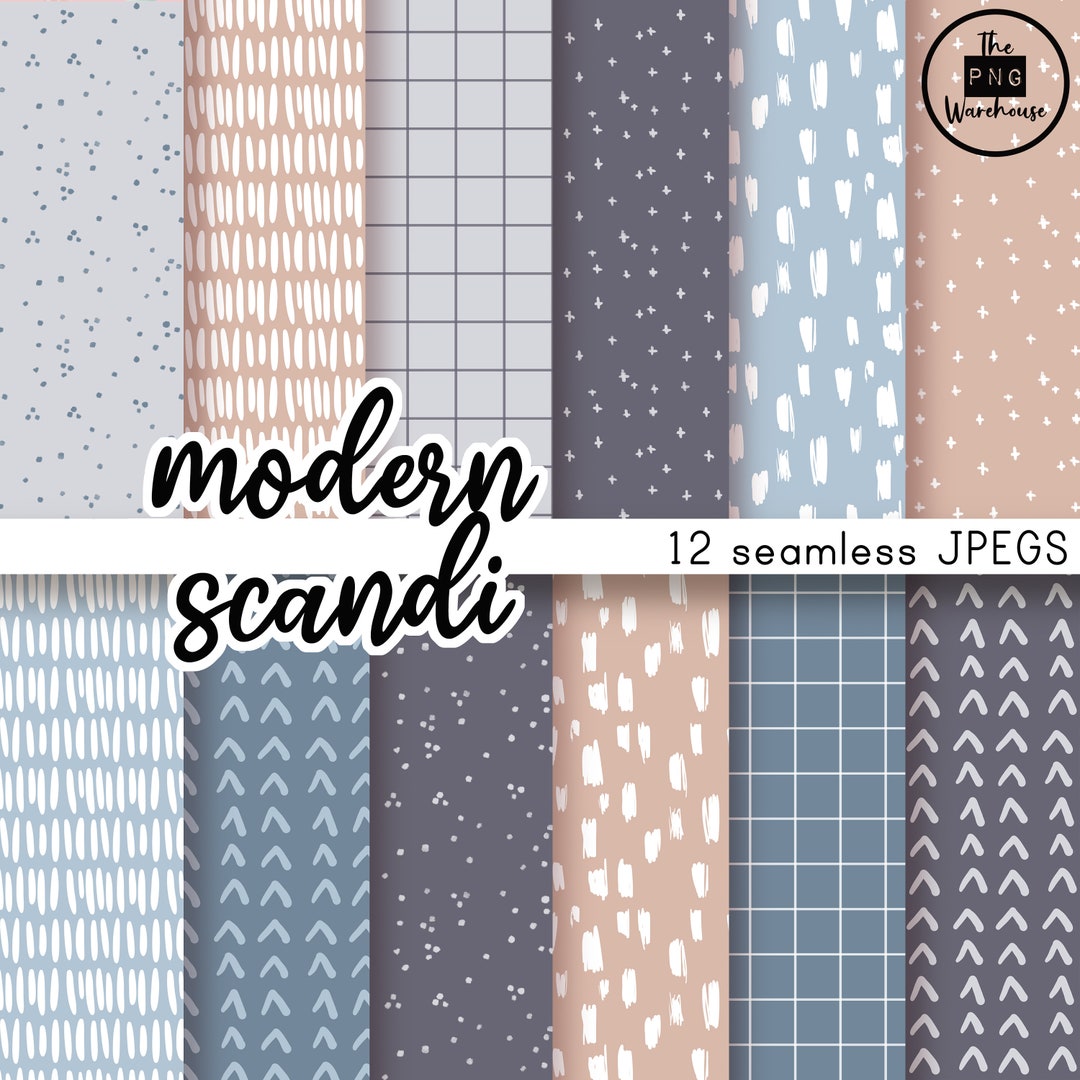 MODERN SCANDI PATTERNS - Digital Paper Pack - 12 Jpegs Instant Download ...