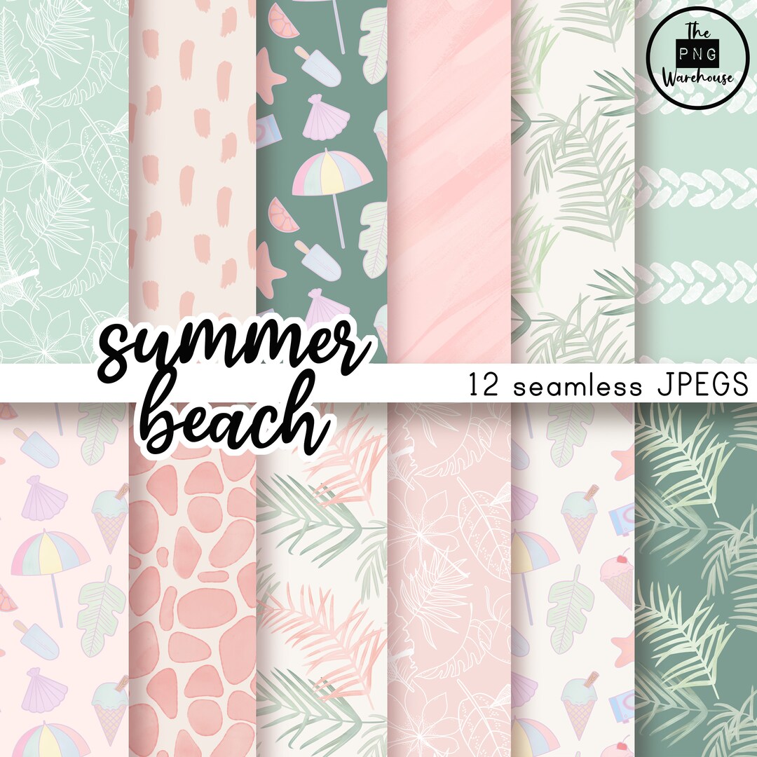 SUMMER BEACH PATTERNS - Seamless Pattern Pack - 12 Jpegs - Instant ...