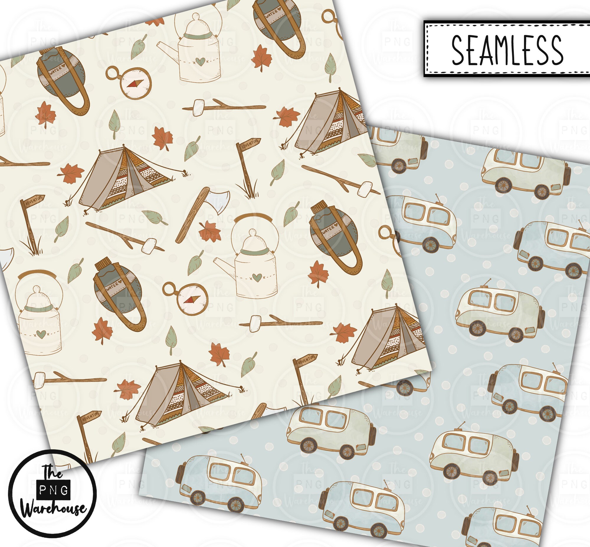 CAMPING FUN Digital Paper Pack 12 Jpegs Instant Download | Etsy