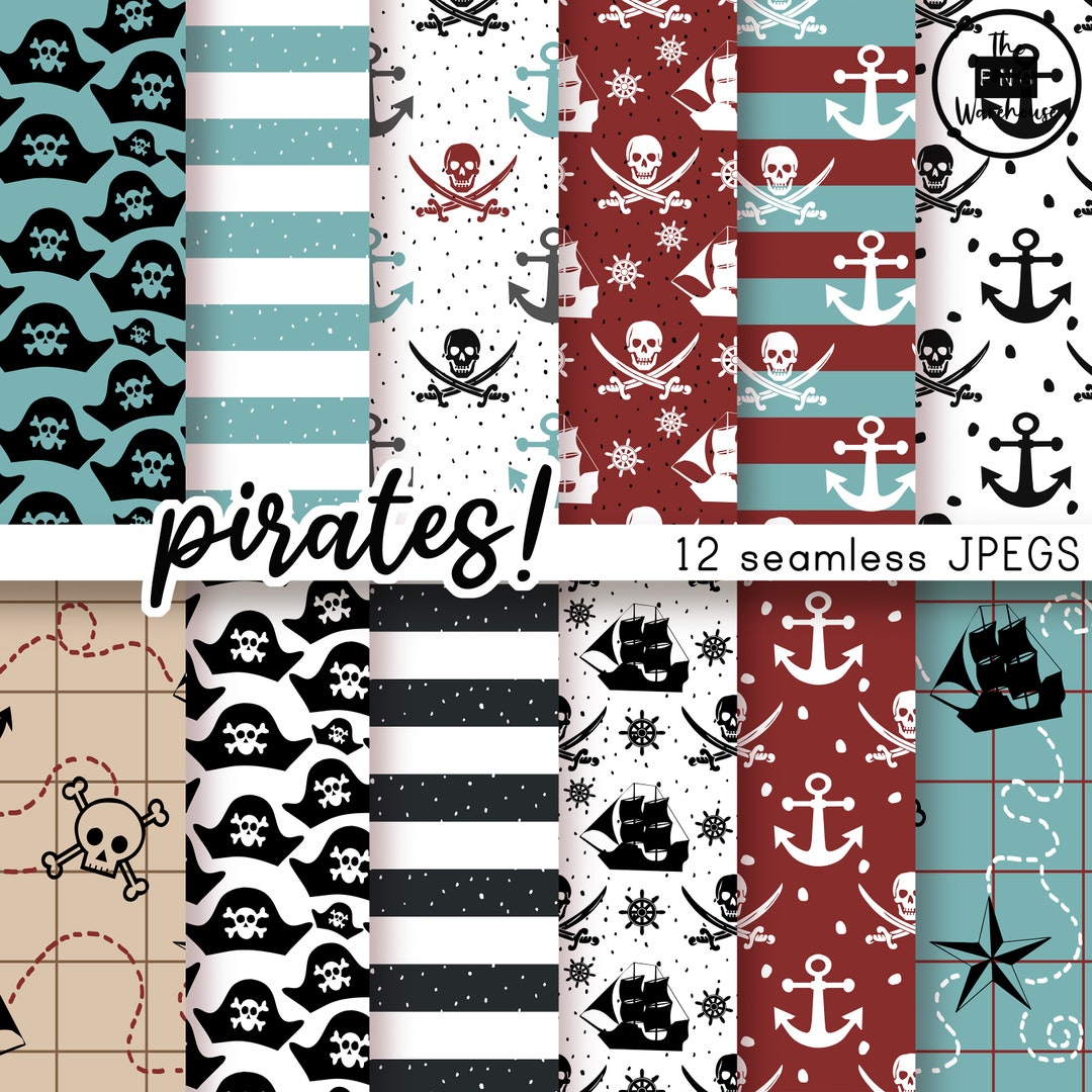 PIRATES! - Digital Paper Pack - 12 Jpegs - Instant Download - 300dpi ...