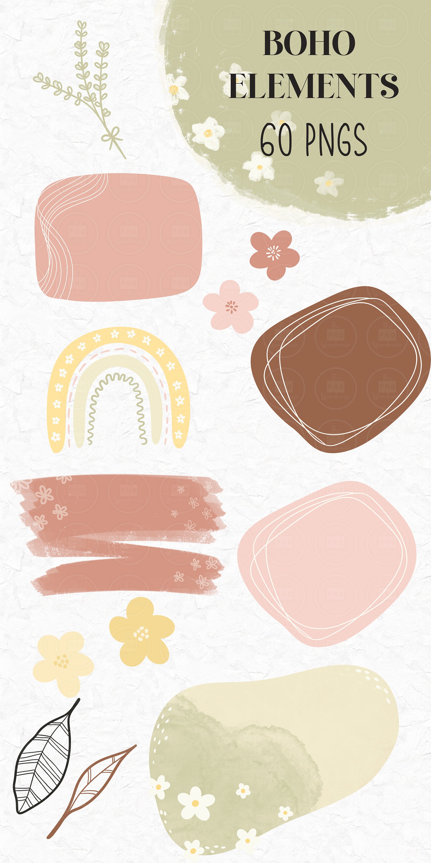 MODERN BOHO ELEMENTS 60 Png Clip Art Designs Instant - Etsy