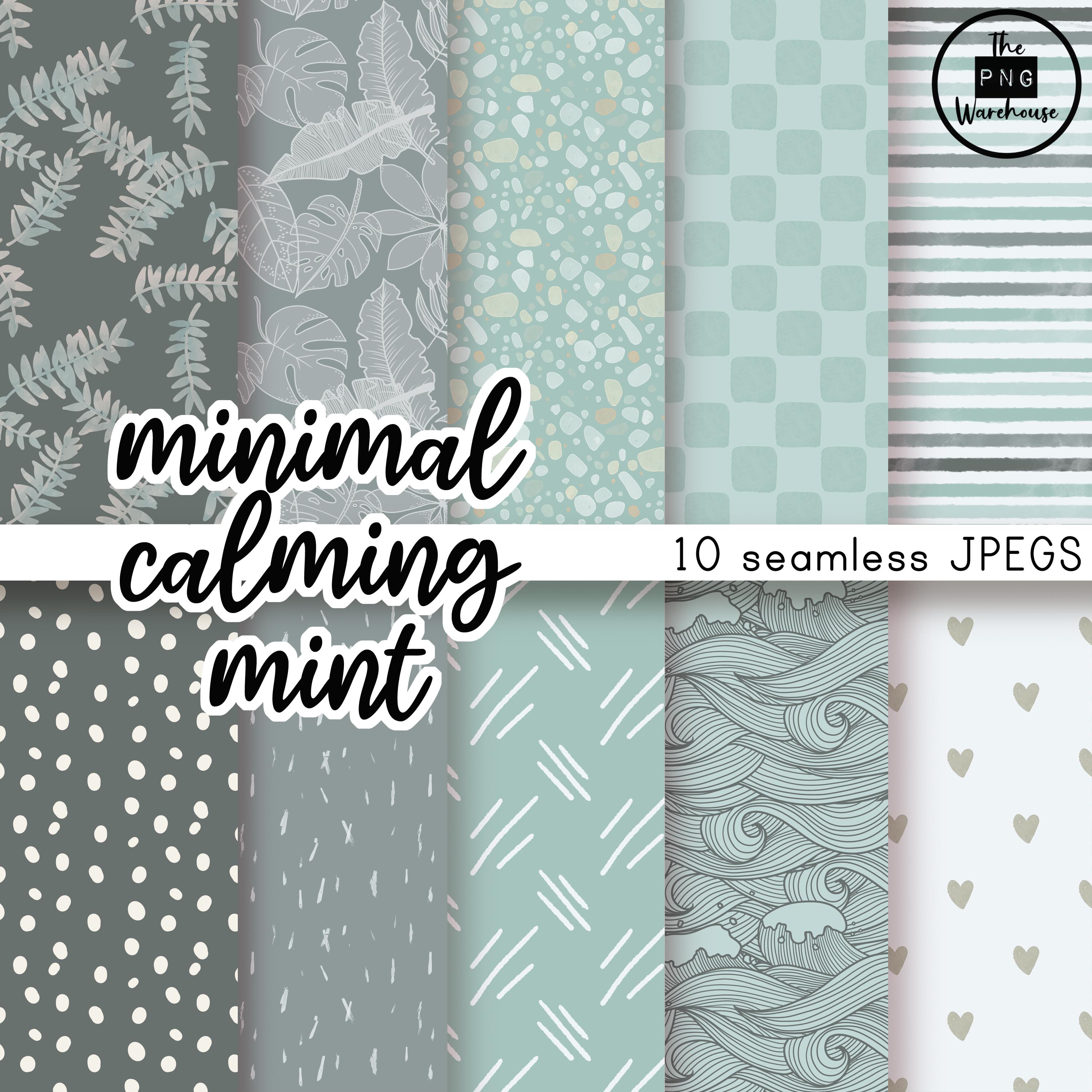 Minimal & Calming Mint Digital Paper Pack – Soft Cool Tones, Seafoam ...