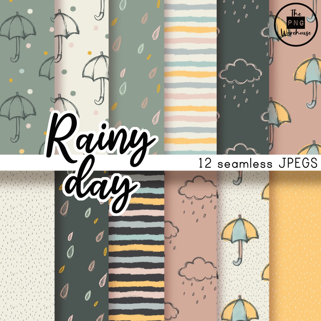 RAINY DAY - Seamless Digital Paper Pack - 12 Jpegs - Instant Download ...