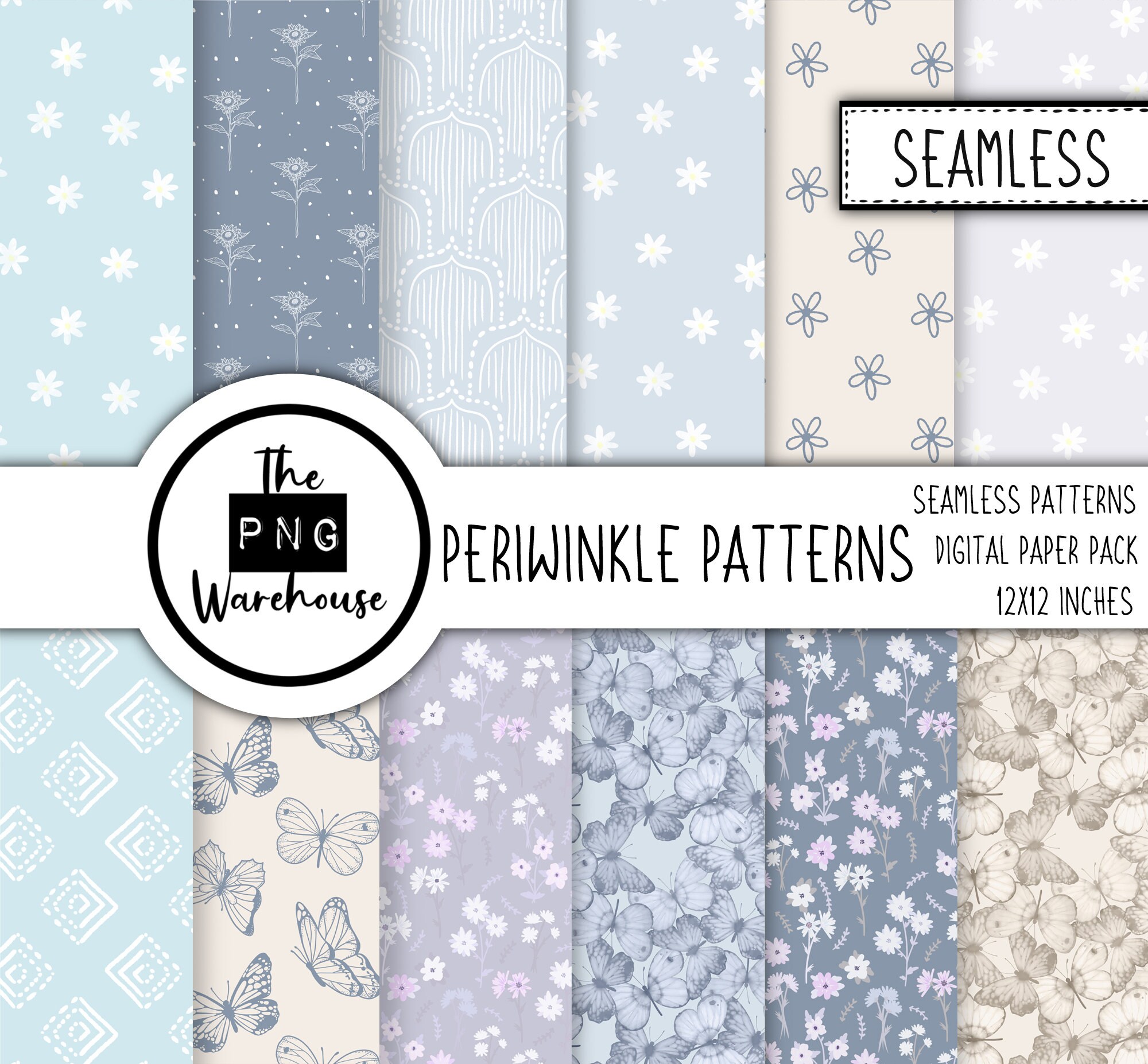 PERIWINKLE PATTERNS Digital Paper Pack 12 Jpegs Instant - Etsy