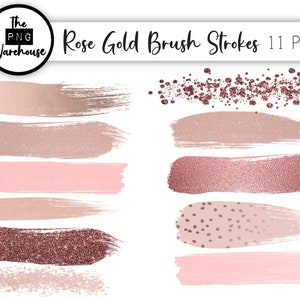 11 ROSE GOLD Brush Strokes - 11 Png Clip Art Designs - Instant Download ...