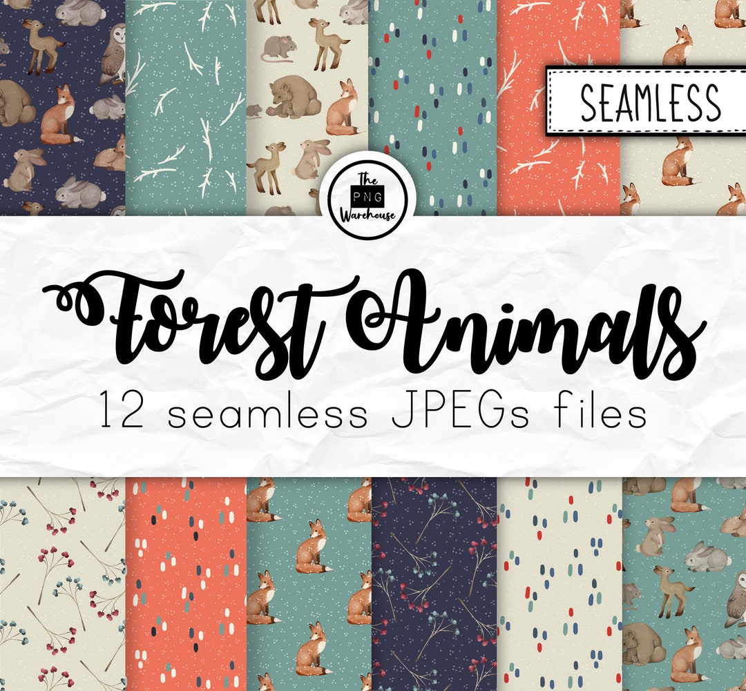 FOREST ANIMALS - Digital Paper Pack - 12 Jpegs - Instant Download ...