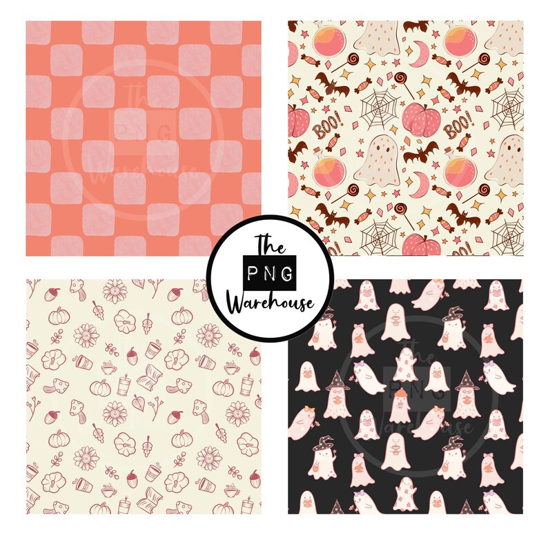 PINK HALLOWEEN PATTERNS Digital Paper Pack - 12 Jpegs - Instant ...