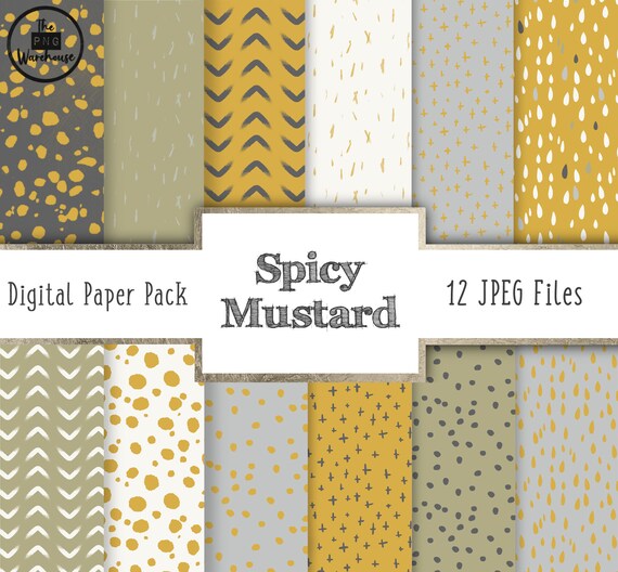 SPICY MUSTARD Digital Paper Pack 12 JPegs instant | Etsy