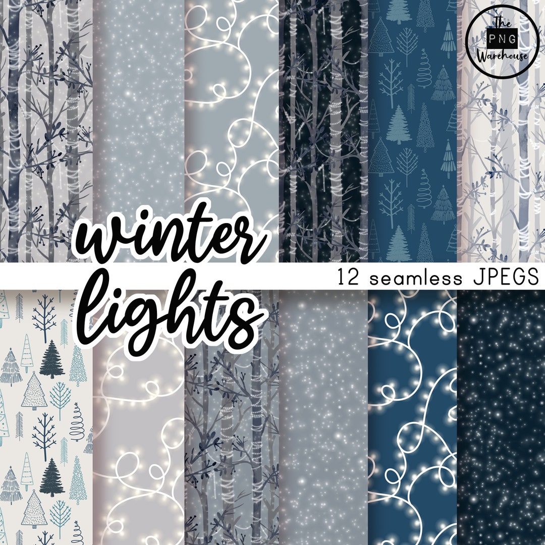 WINTER LIGHTS - Digital Paper Pack - 12 Jpegs - Instant Download ...