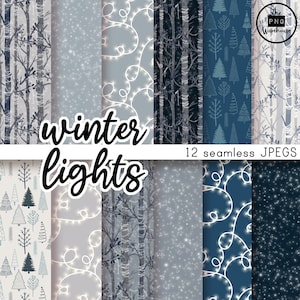 WINTER LIGHTS - Digital Paper Pack - 12 Jpegs - Instant Download ...