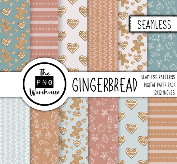 GINGERBREAD Digital Paper Pack 12 Jpegs Instant Download - Etsy