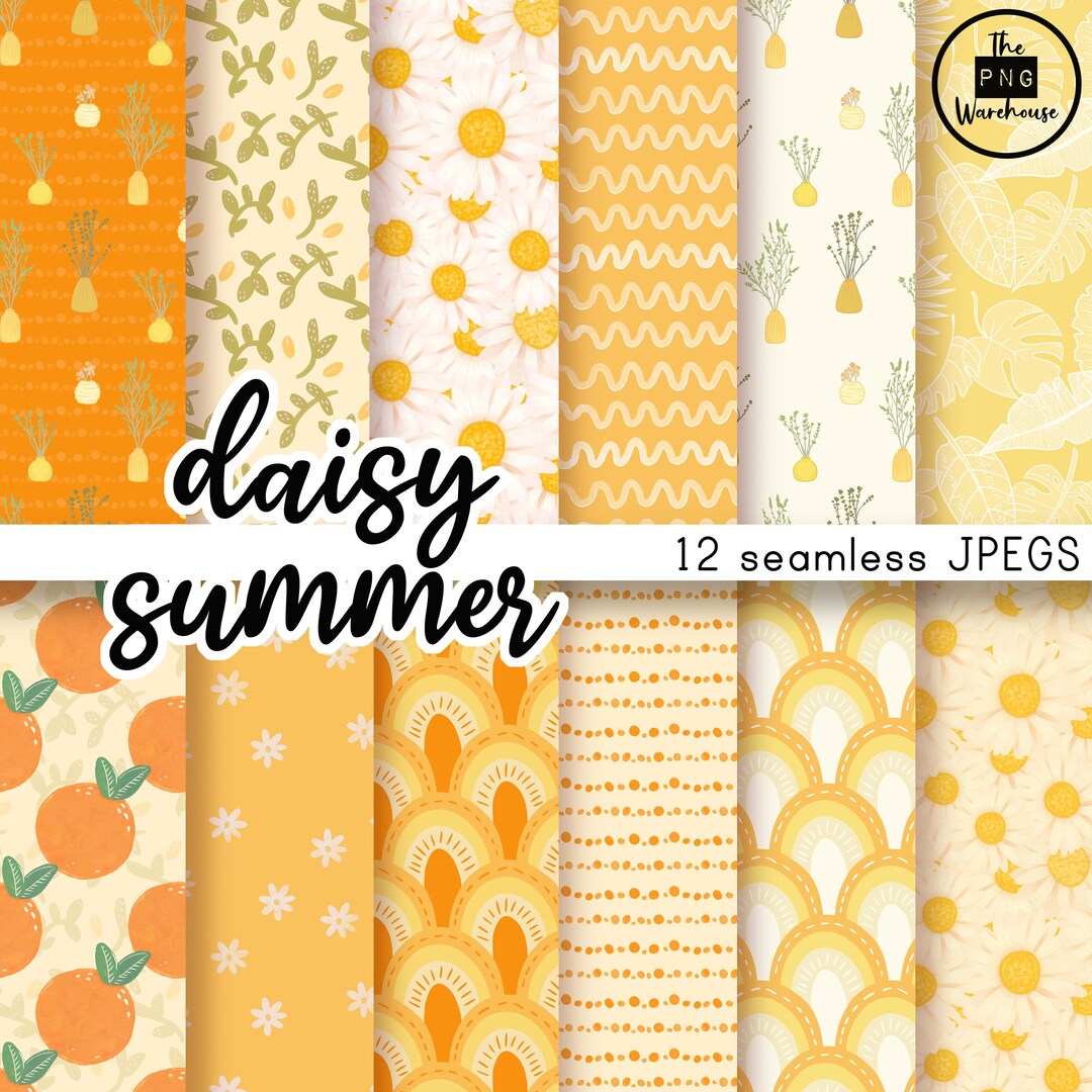 DAISY SUMMER Patterns- Digital Paper Pack - 12 Jpegs - Instant Download ...