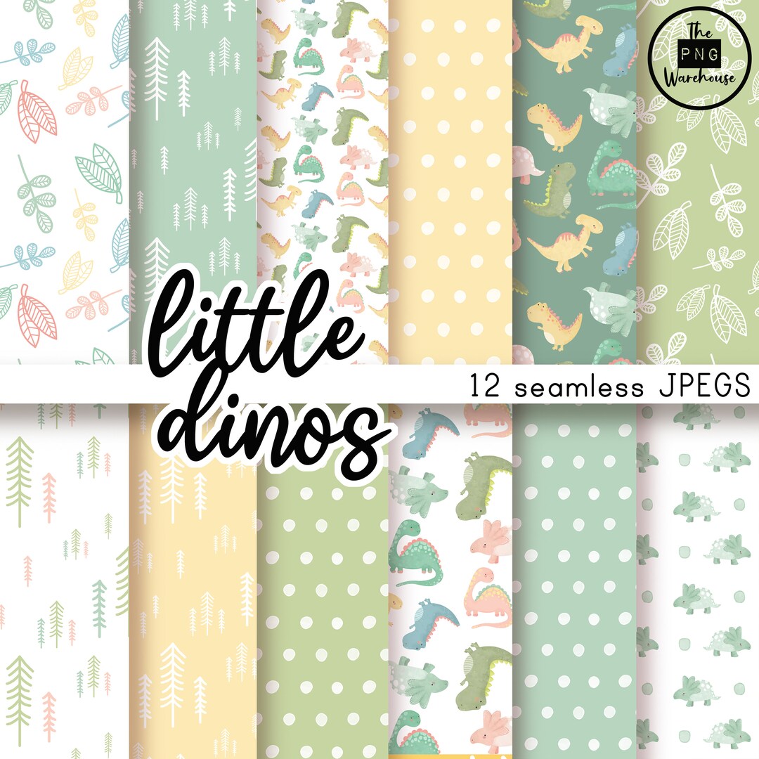 LITTLE DINOS - Digital Paper Pack - 12 Jpegs - Instant Download ...
