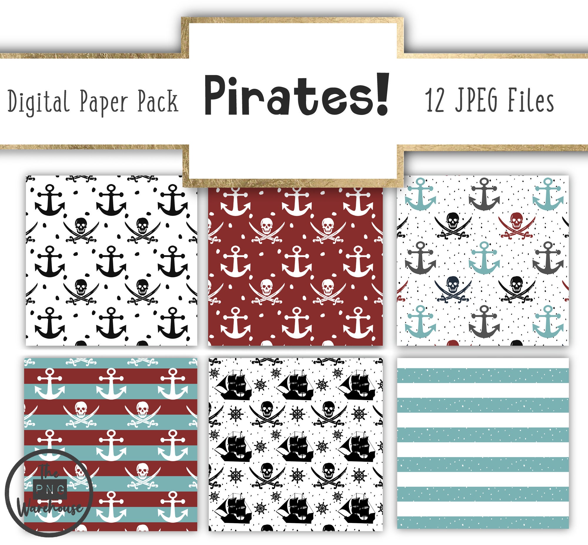 PIRATES Digital Paper Pack 12 Jpegs Instant Download - Etsy