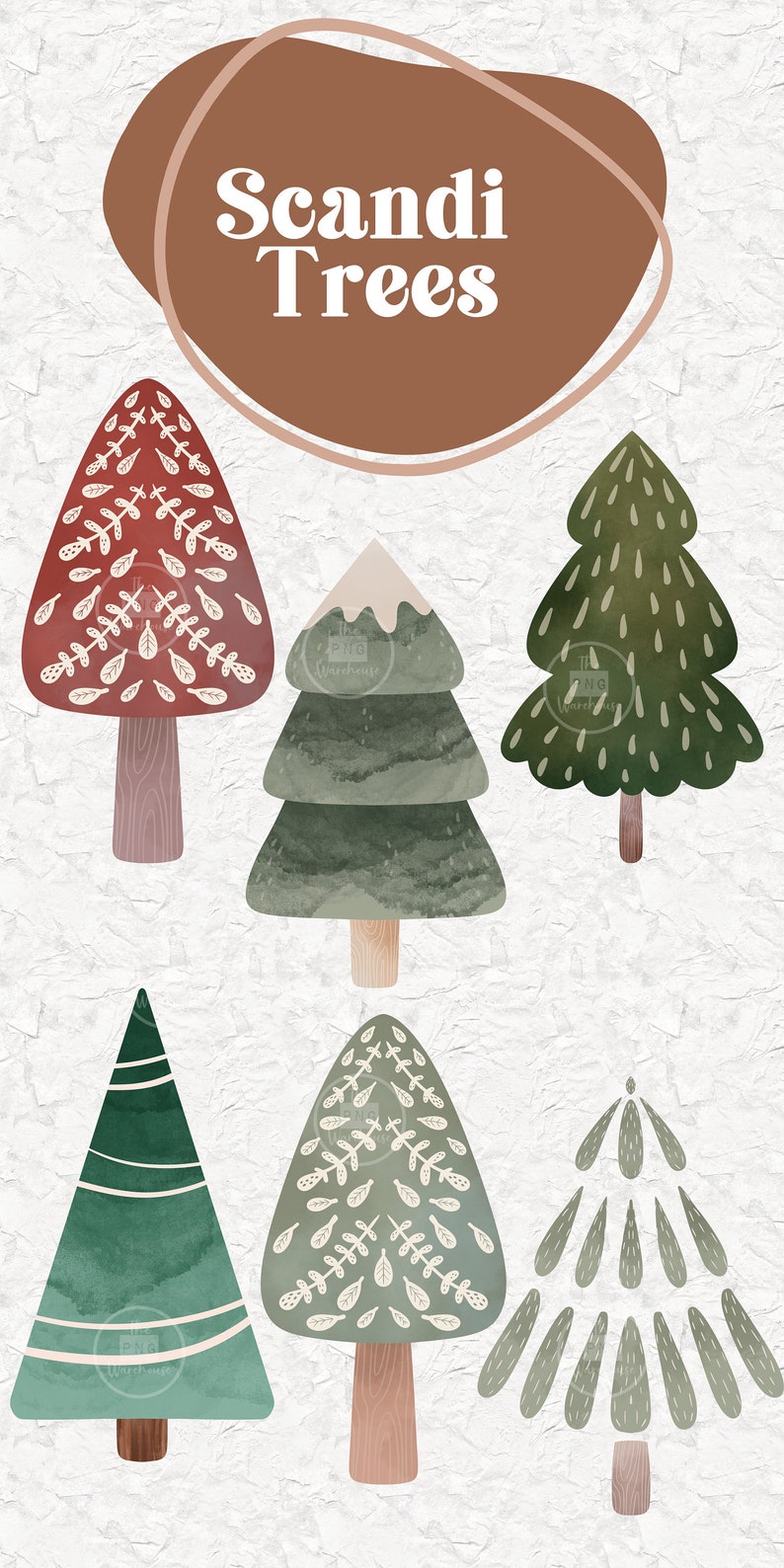 SCANDI BOHO TREES - 27 Pngs - Instant Download - 300dpi - Clip Art ...