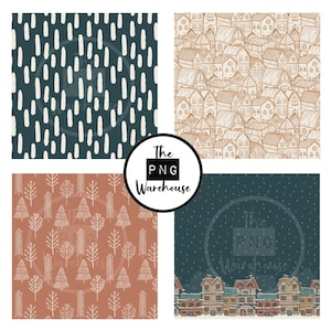 WINTER VILLAGE PATTERNS - Digital Paper Pack - 12 Jpegs - Instant ...