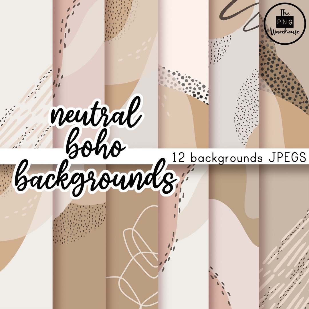 Neutral Boho Backgrounds - Digital Paper Pack - 12 Jpegs - Instant ...