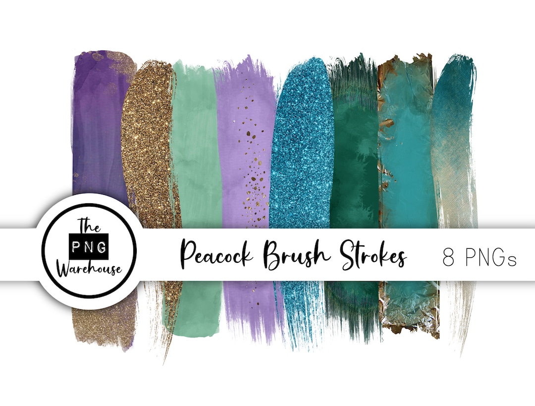 8 PEACOCK BRUSHSTROKES - 8 Png Clip Art Designs - Instant Download 300 ...