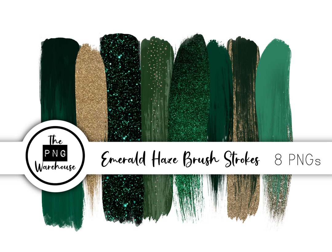 8 EMERALD HAZE BRUSHSTROKES- 8 Png Clip Art Designs - Instant Download ...