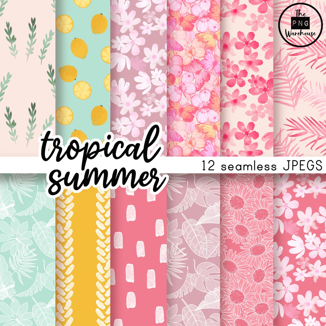 TROPICAL SUMMER - Digital Paper Pack - 12 Jpegs - Instant Download ...