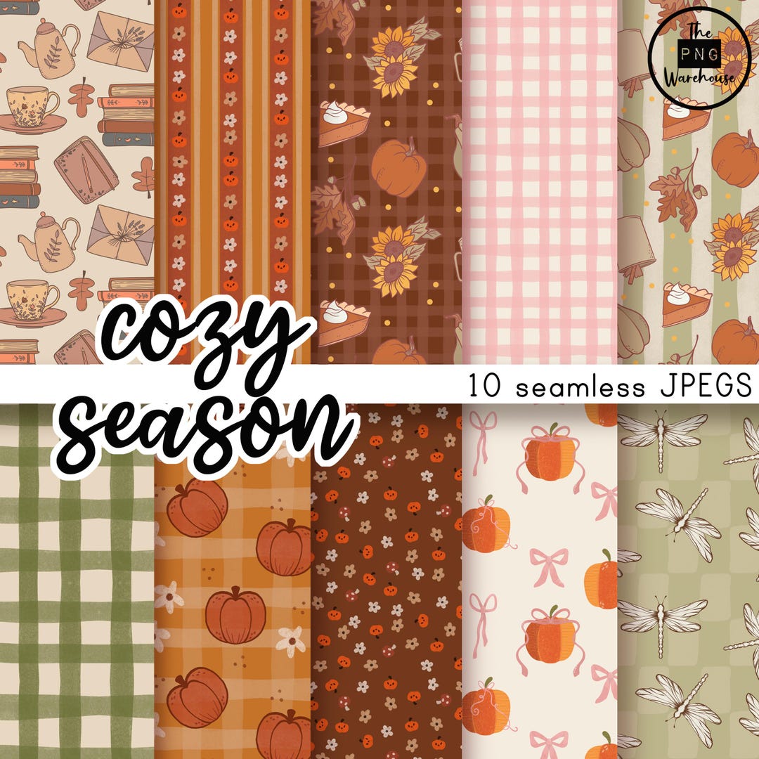 Cozy Season Fall Digital Paper Pack | 10 Seamless Autumn Patterns ...