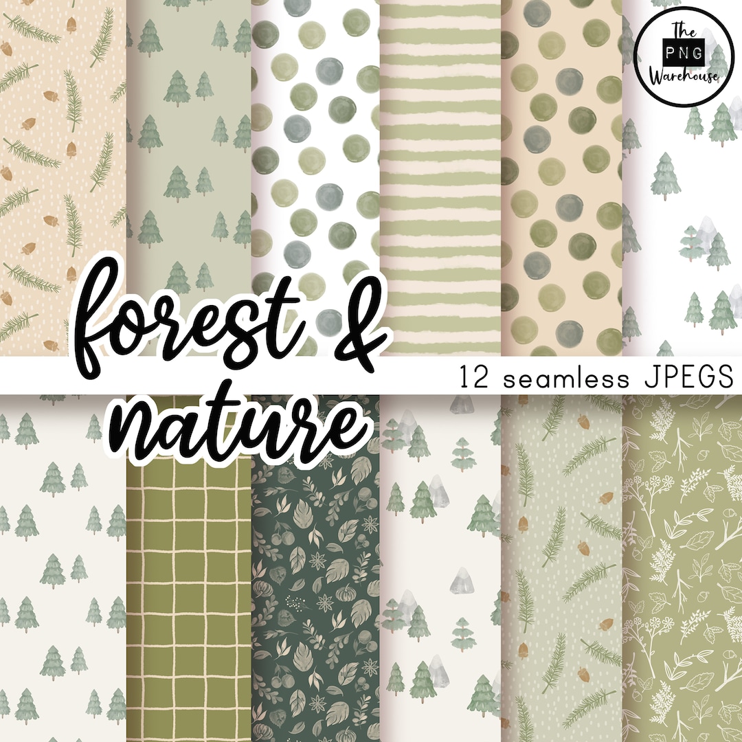 WATERCOLOR FOREST and NATURE - Digital Paper Pack - 12 Jpegs - Instant ...