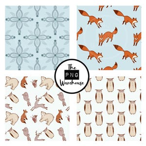 WINTER ANIMALS PATTERNS Digital Paper Pack 12 Jpegs Instant Download ...