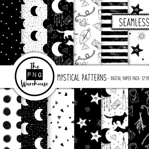 Black & White Halloween Digital Paper SEAMLESS Halloween - Etsy