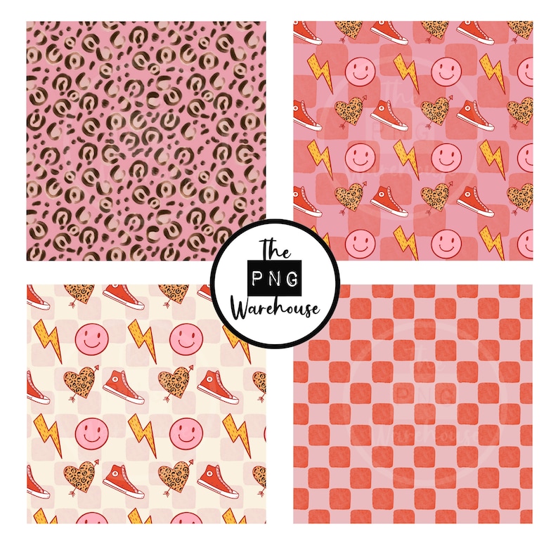 Retro Pop Punk Patterns - Digital Paper Pack - 12 Jpegs - Instant ...