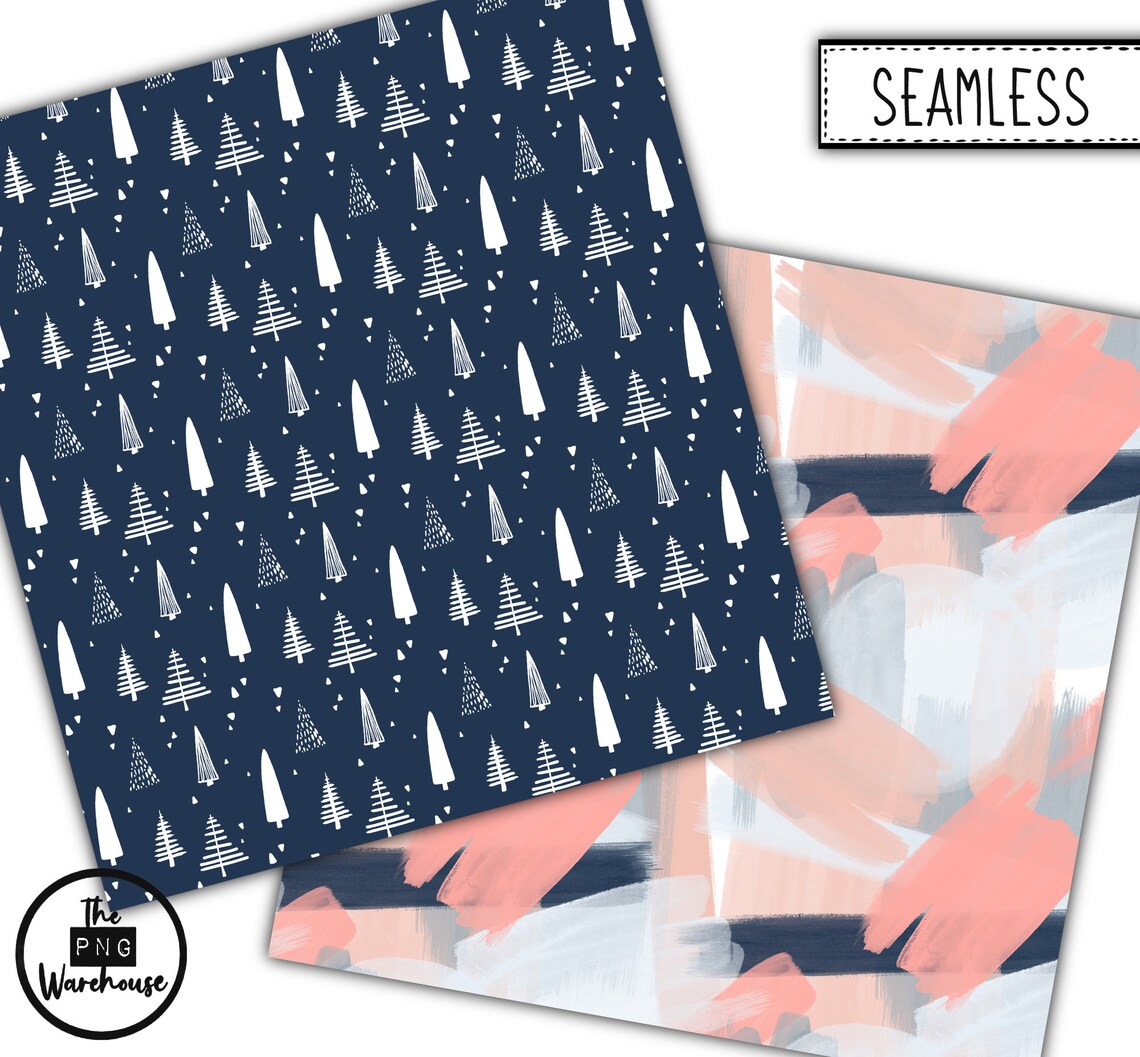NAVY CORAL BLUSH Digital Paper Pack 12 Jpegs Instant | Etsy UK