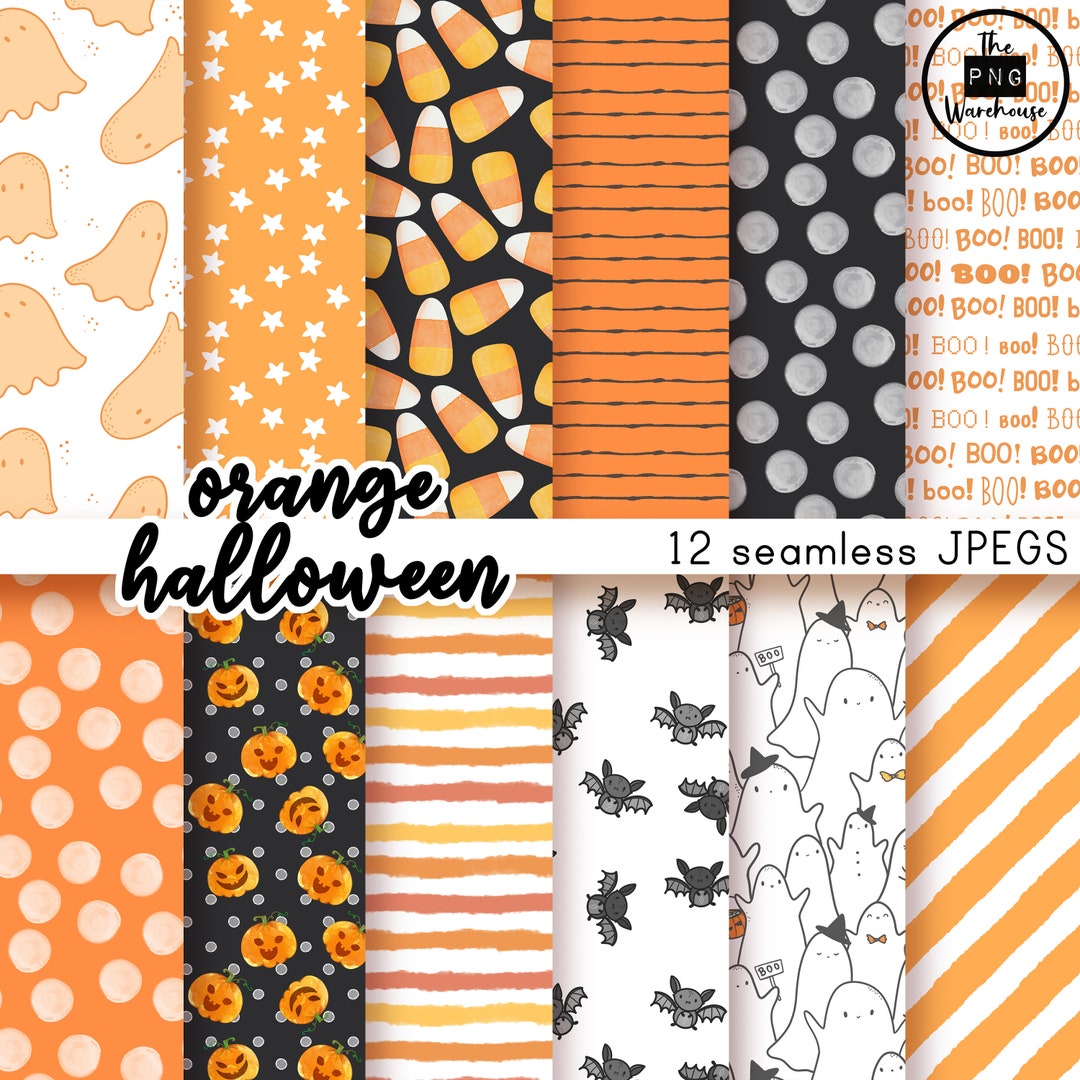 ORANGE HALLOWEEN - Digital Paper Pack - 12 Jpegs - Instant Download ...