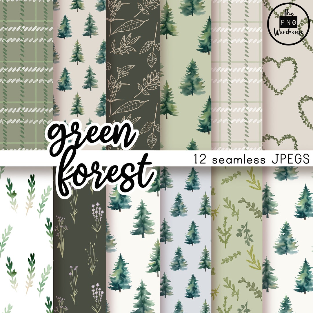 GREEN FOREST - Digital Paper Pack - 12 Jpegs - Instant Download ...