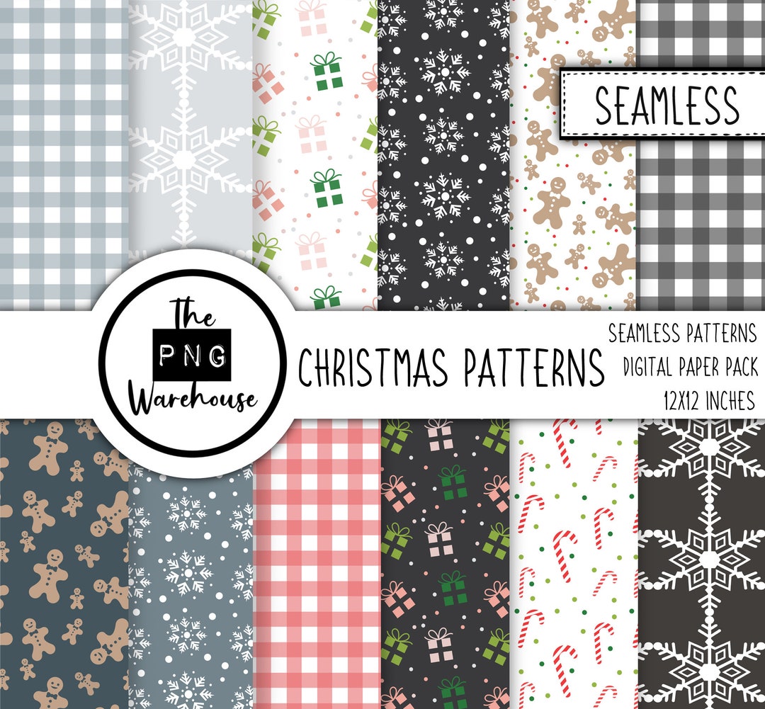 CHRISTMAS PATTERNS - Digital Paper Pack - 12 Jpegs - Instant Download ...