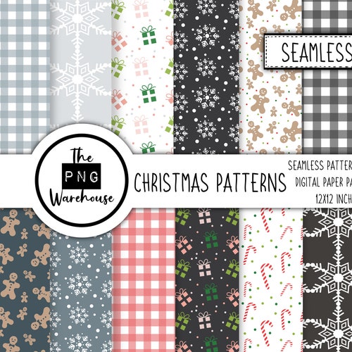 PASTEL CHRISTMAS Digital Paper Pack 12 Jpegs Instant | Etsy